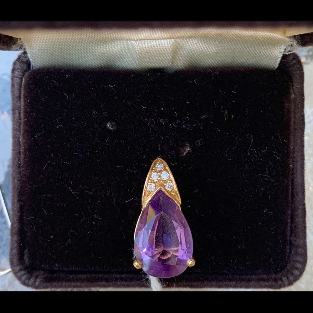 14k Gold Amethyst & Diamond Enhancer - Gem